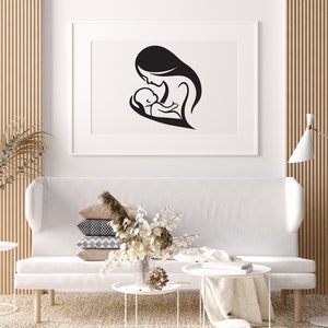 Mother and Baby Outline Sketch Family Print Original Art Maternity ...