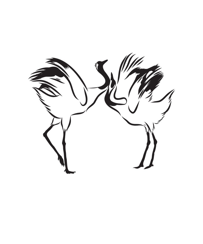 Cranes Sketch Art Drawing of Two Cranes on Beach Coastal Birds Wall Art ...