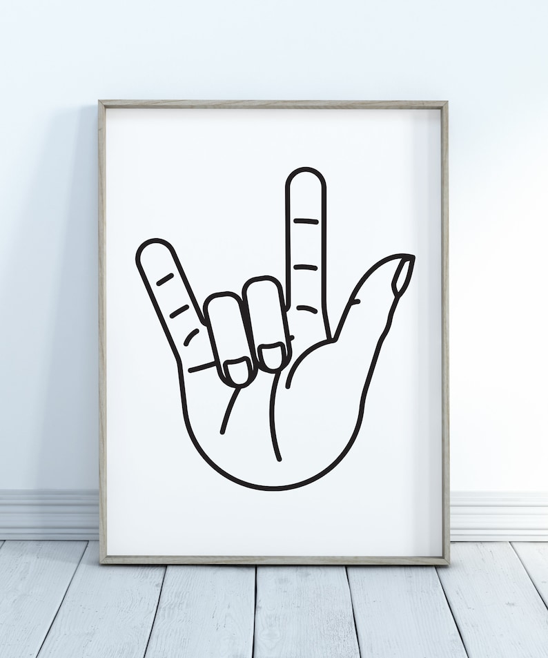 I Love You Hand Sign Line Art: ASL Vector (digital Download) - Etsy