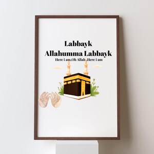 Kaaba Islamic Wall Art: Labbayk Allahumma Labbayk, Hajj & Umrah Decor ...