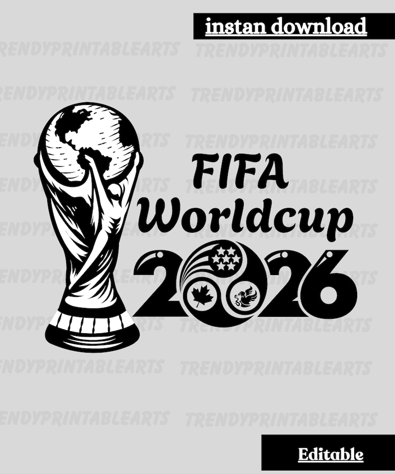 FIFA World Cup 2026 Line Art Print, Minimalist Soccer Trophy Drawing ...