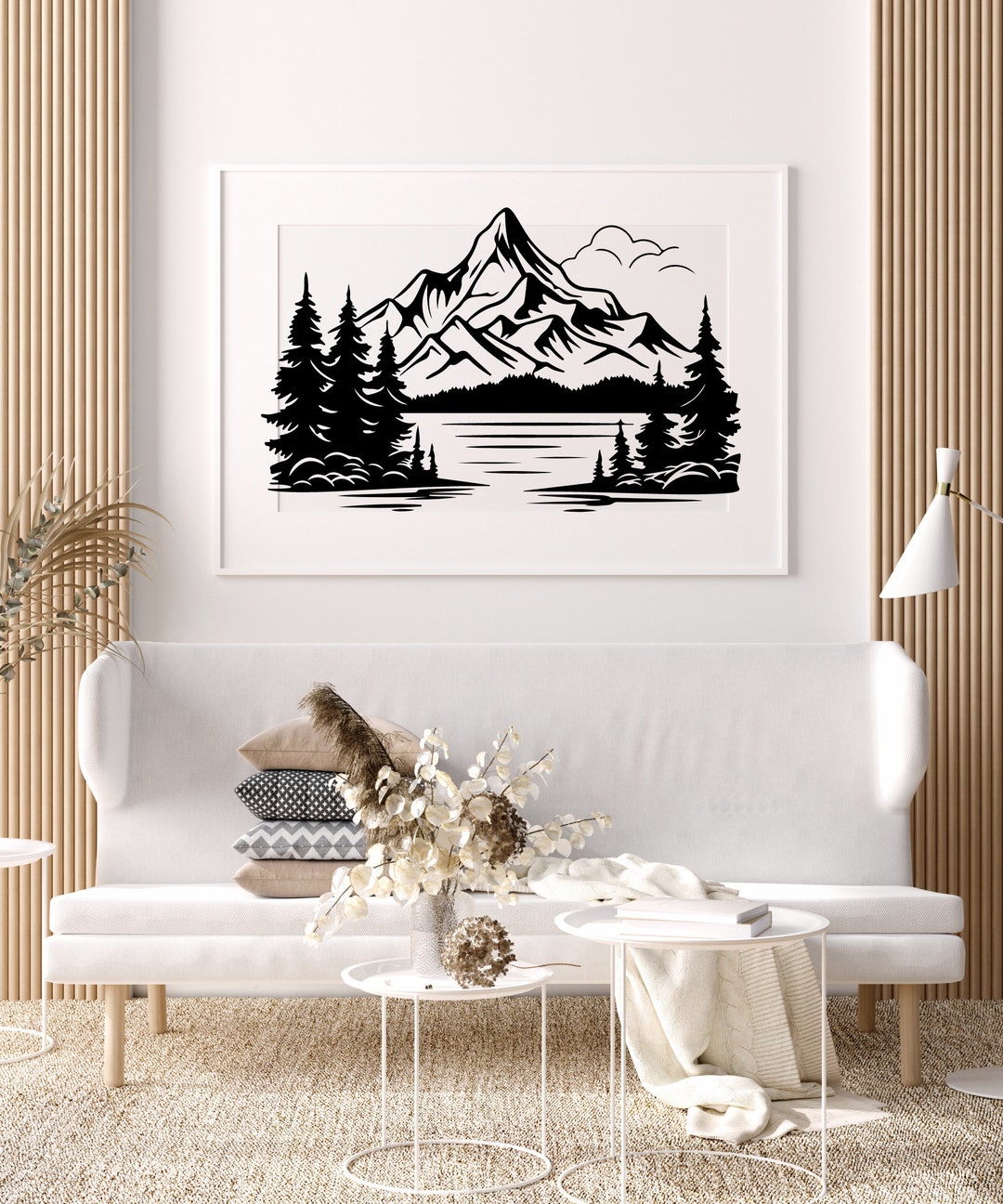 Printable Lake Sketch, Lake Sketch Drawing, Minimalist Lake Sketch Art ...