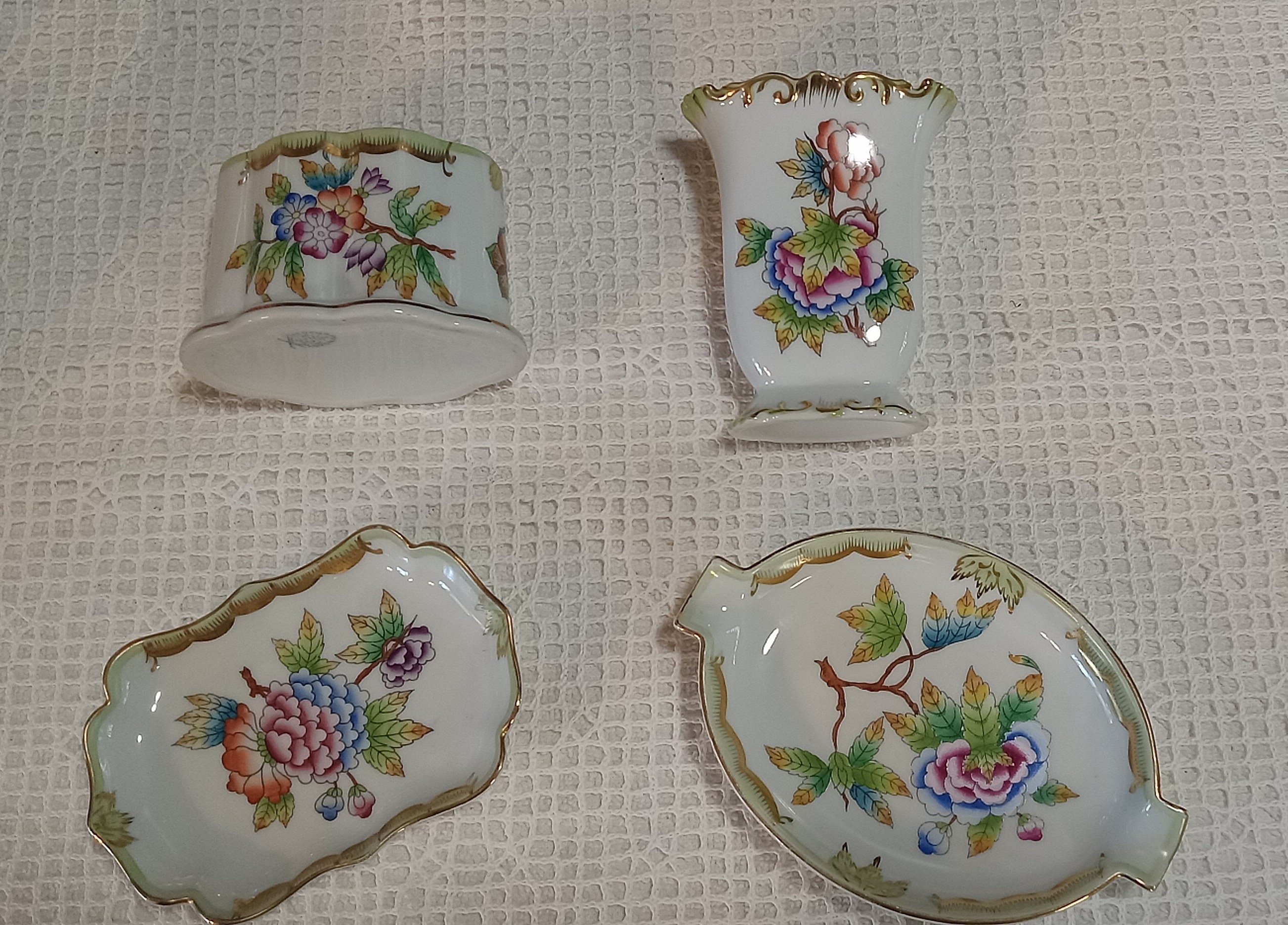 1950's Herend Porcelain Queen Victoria Pattern 4 Pc Vanity Set - Etsy