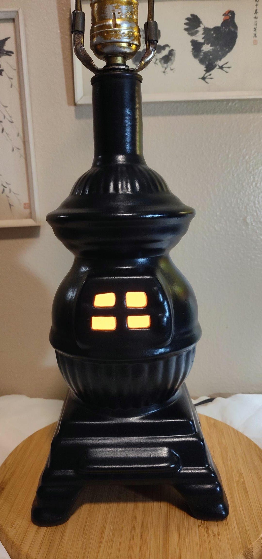 Vintage Antique Ceramic Pot Belly Stove Table Lamp - Etsy