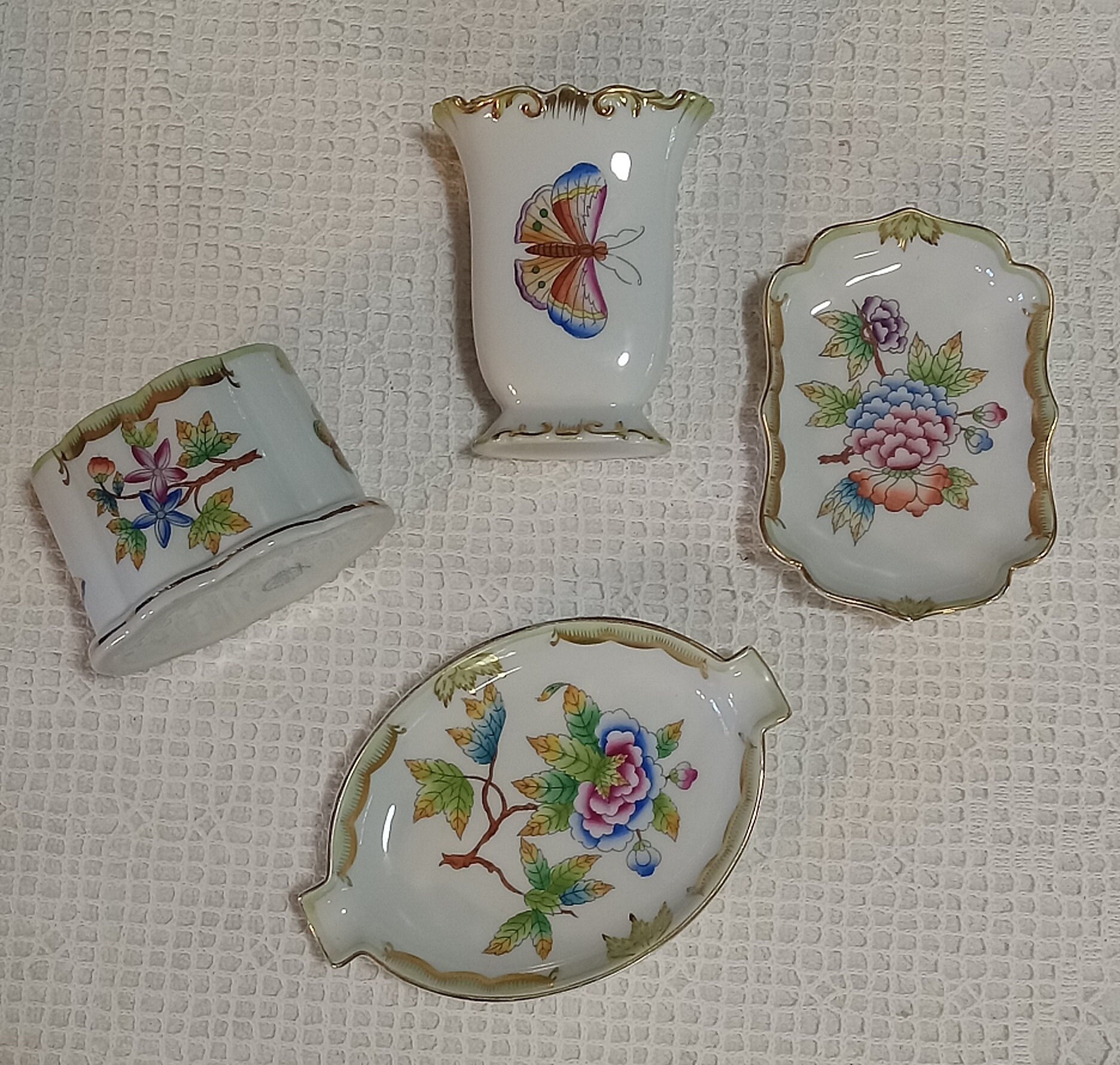 1950's Herend Porcelain Queen Victoria Pattern 4 Pc Vanity Set - Etsy