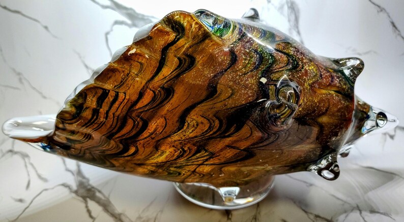 Large Iridescent Art Glass Conch Shell Sculpture | Murano Style Hand ...