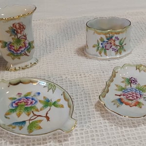 1950's Herend Porcelain Queen Victoria Pattern 4 Pc Vanity Set - Etsy