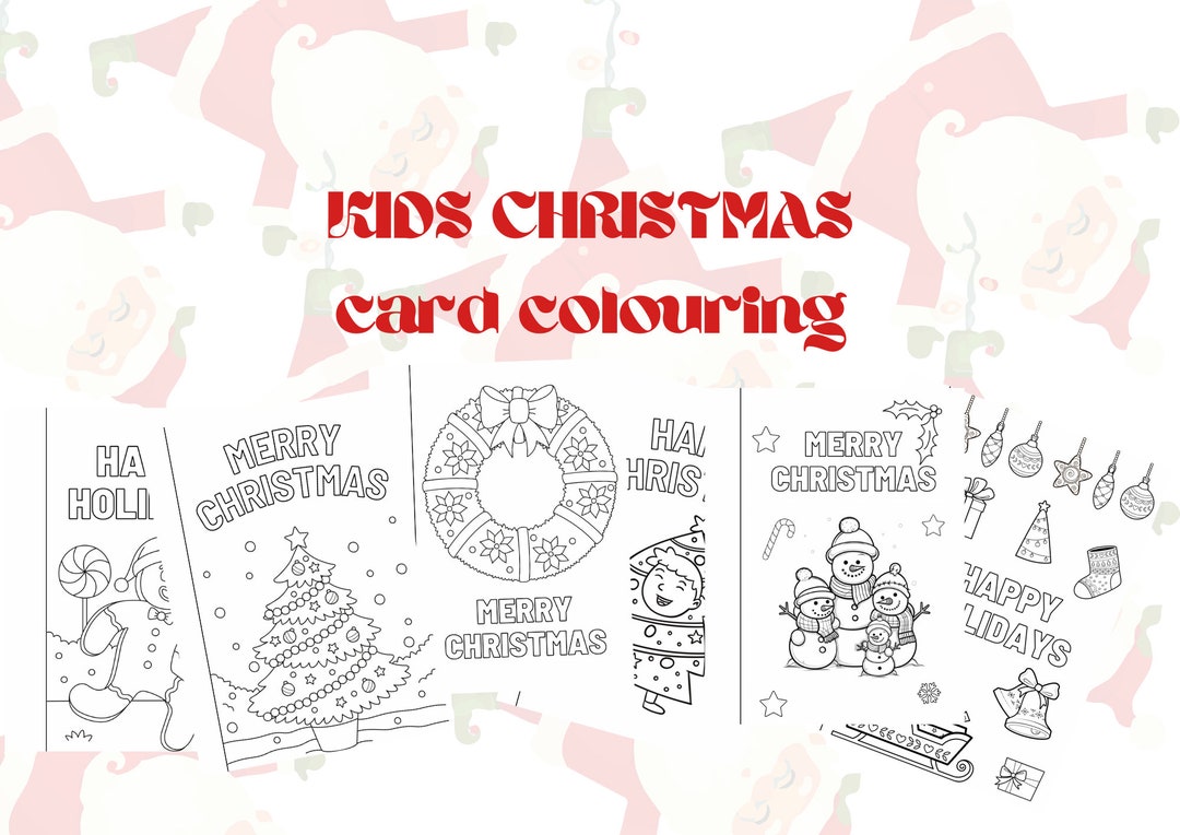 Christmas Colouring Card Christmas Kids Colouring Xmas - Etsy