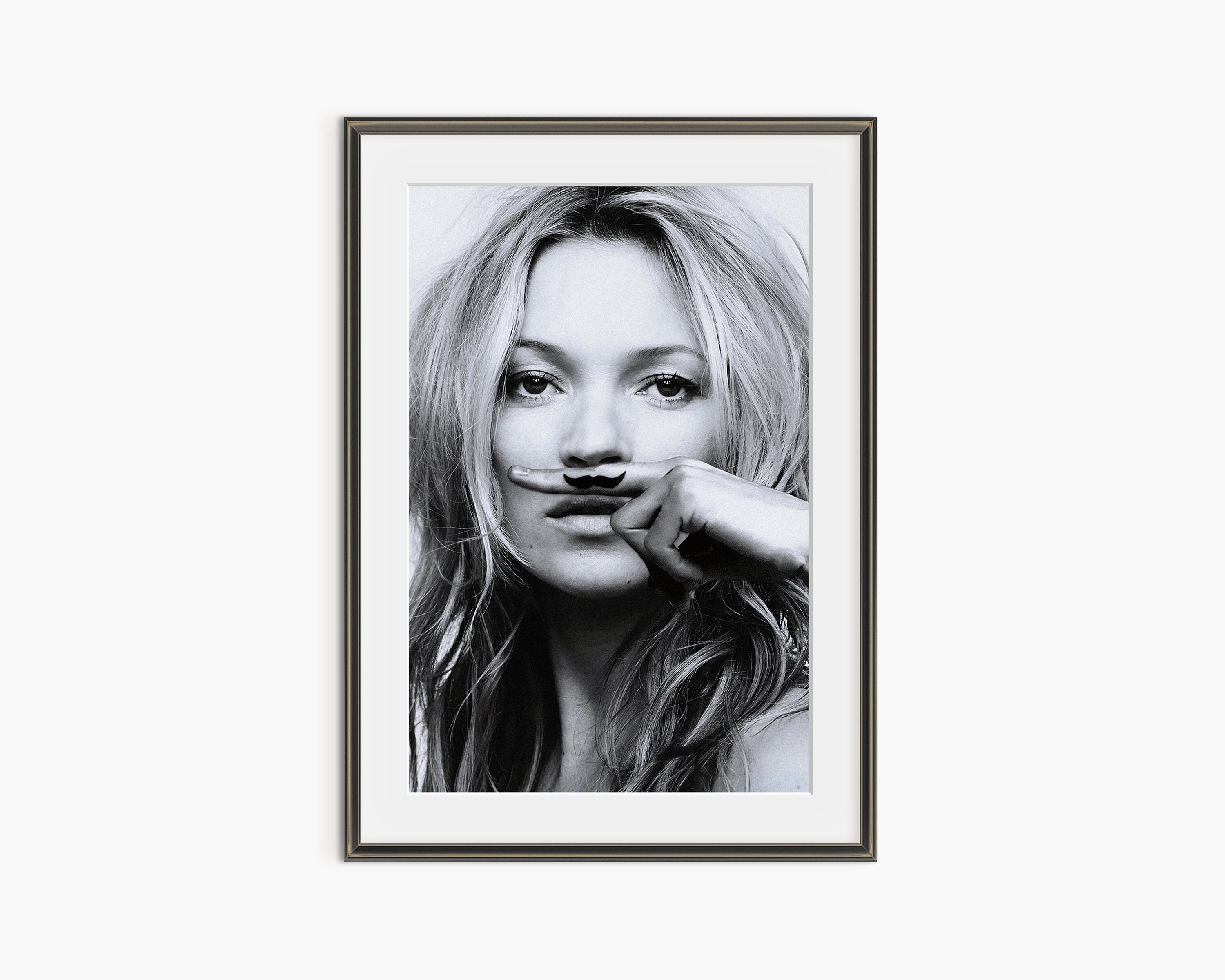 Kate Moss Poster, Fashion Model Photo, Kate Moss Moustache, Funny ...
