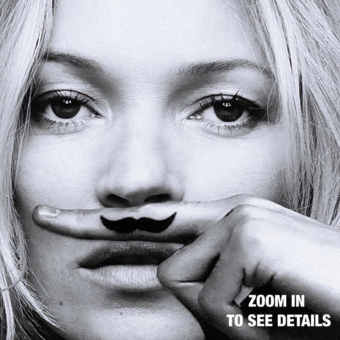 Kate Moss Poster, Fashion Model Photo, Kate Moss Moustache, Funny ...