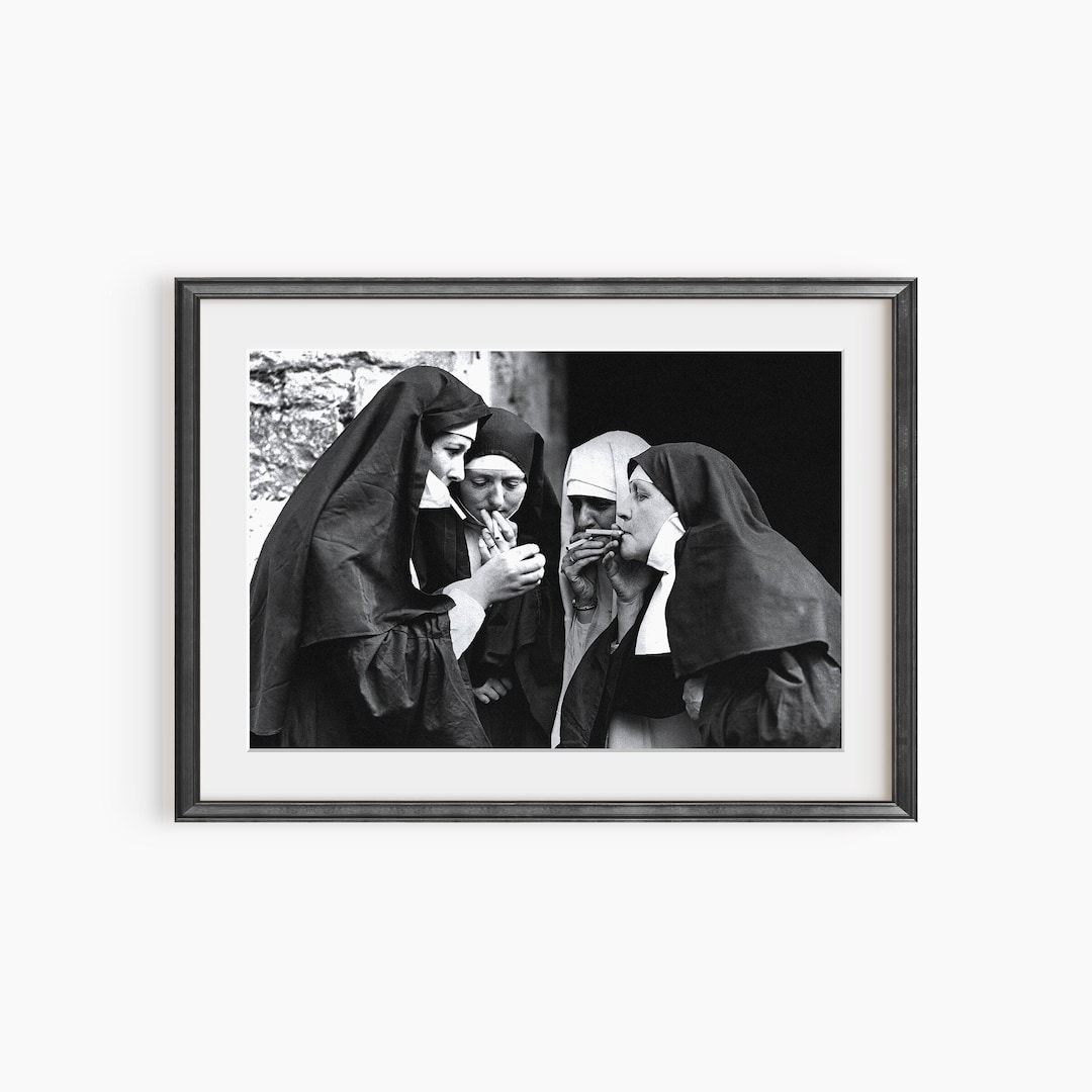 Nuns Smoking Print, Photography Poster, Nuns Print, Black and White ...