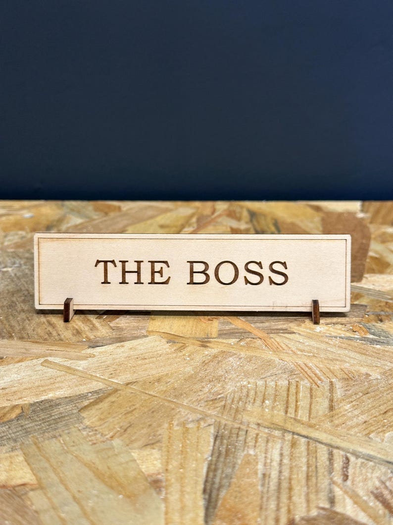 The Boss Wooden Desk Sign Desk Name Plate Funny Gift Office Corporate ...