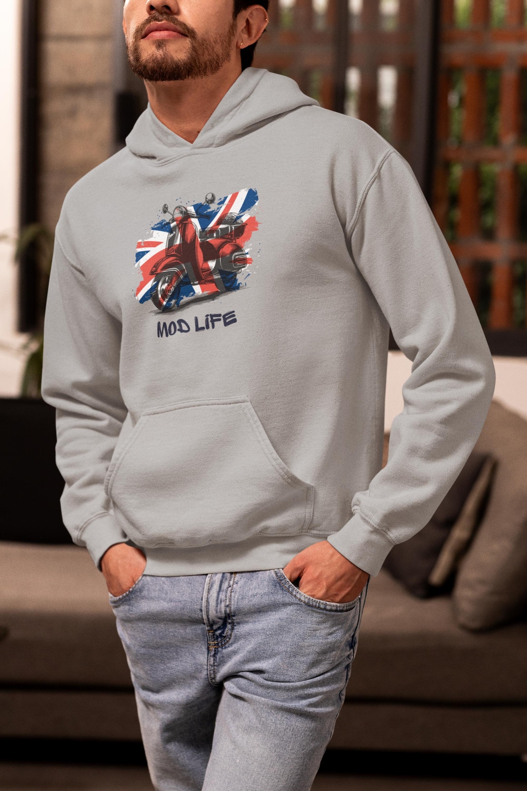 England Flag Mod Life Vespa Scooter Hoodie Sweatshirt, British Flag ...
