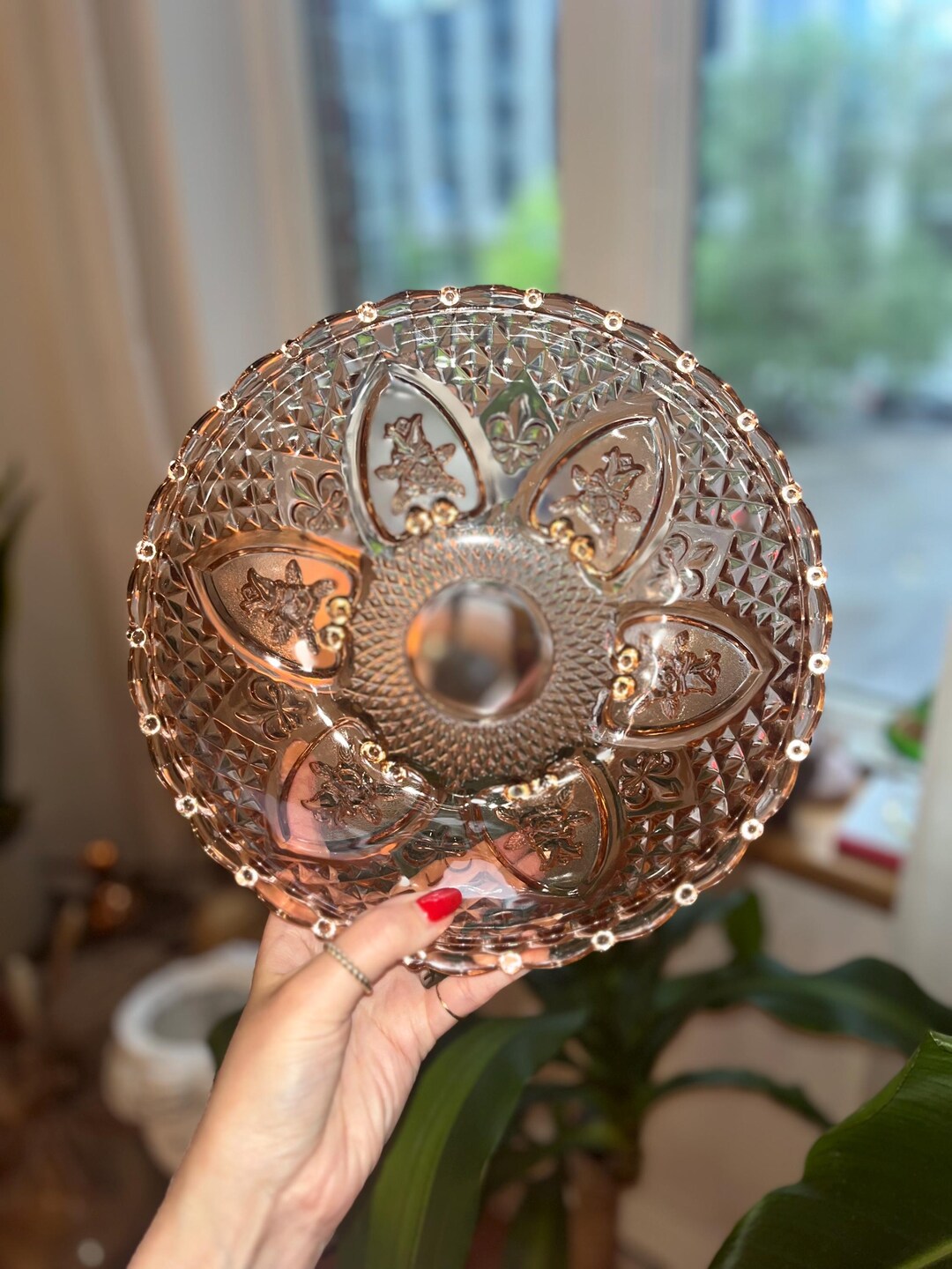 Vintage Pink Glass Punch Bowl: Mid-century Party Centerpiece - Etsy
