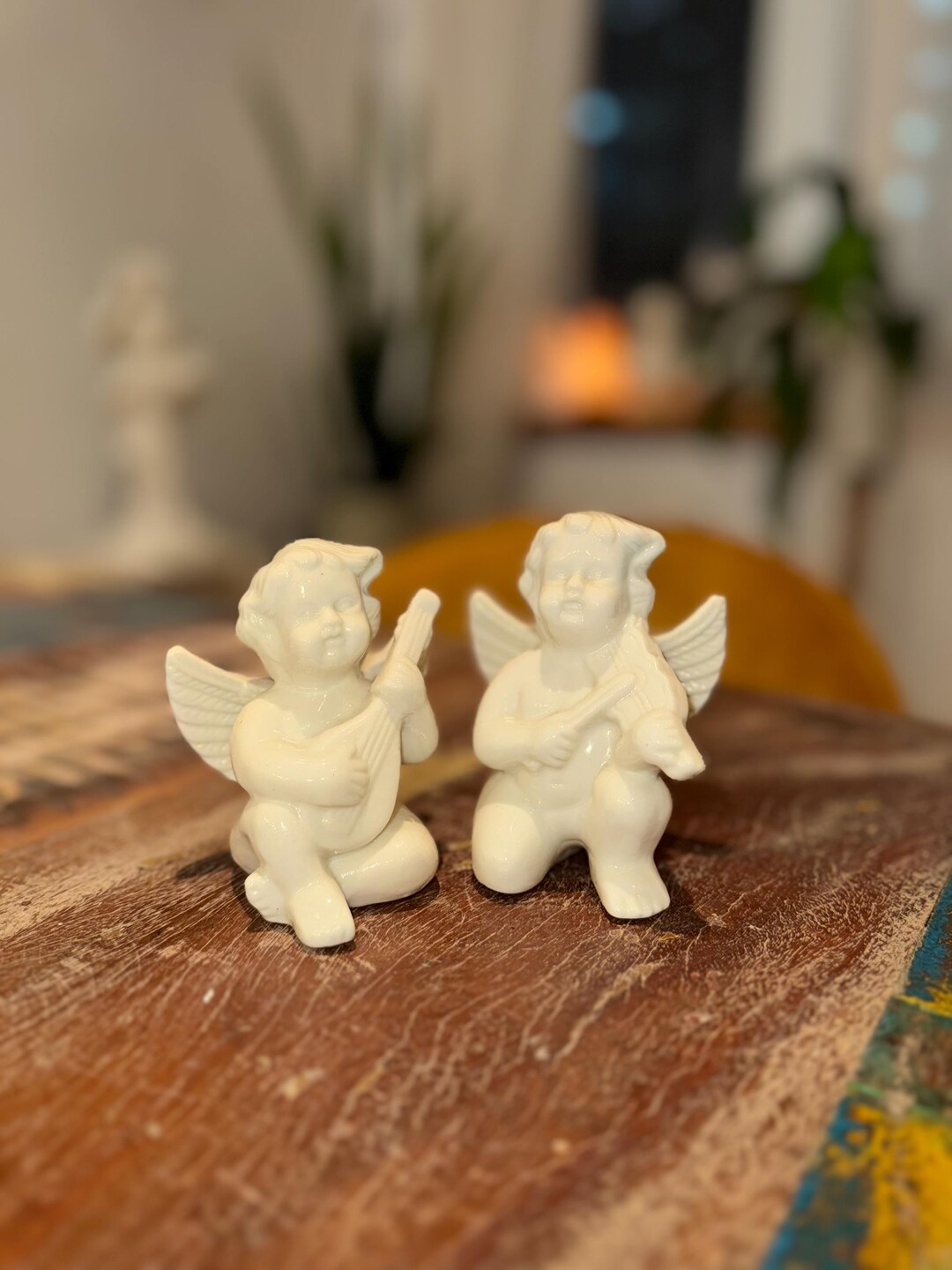 Gothic Cherub Statues Angel Figurine Goth Vintage Ceramic Figurines Set ...