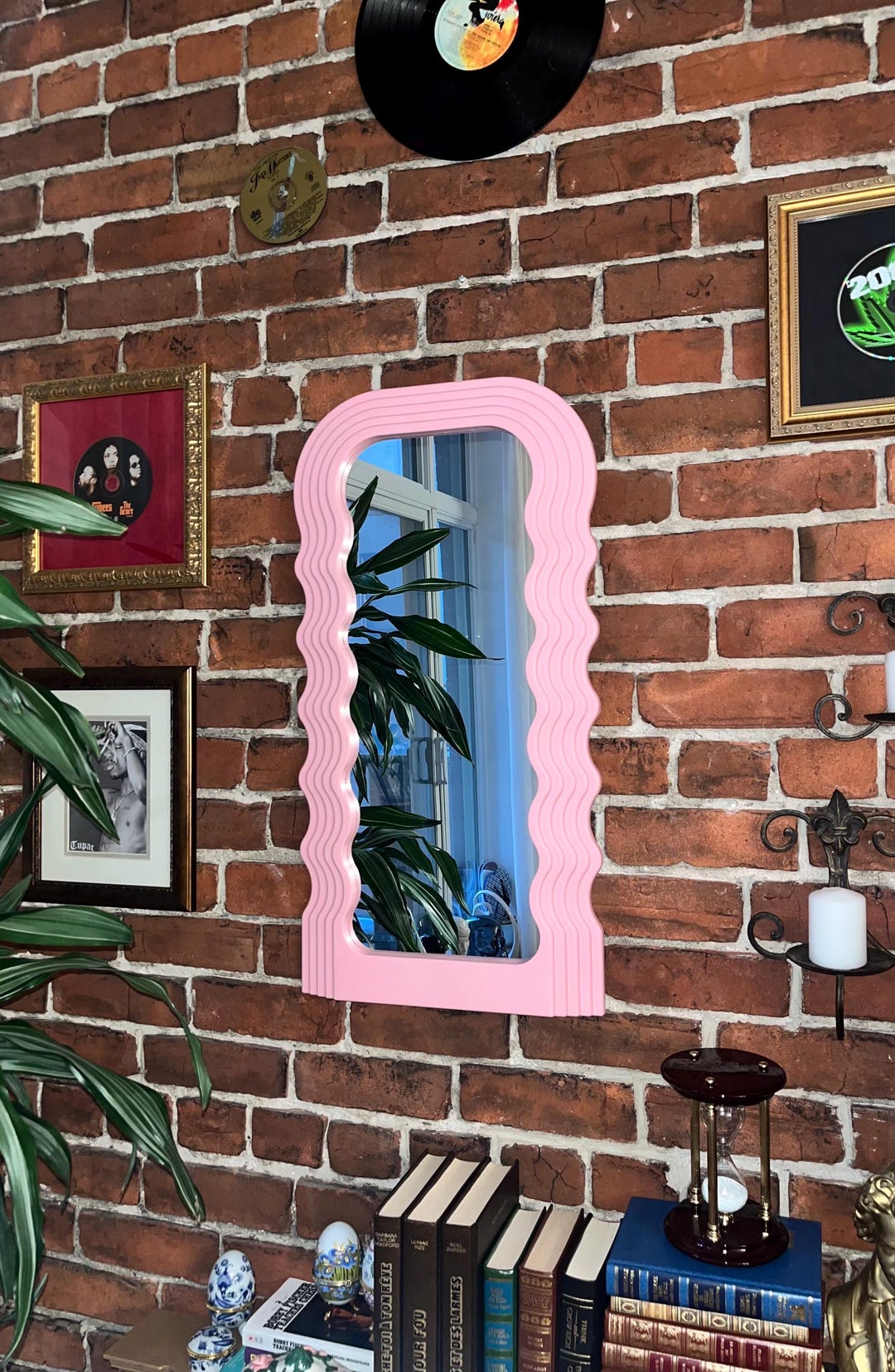 Wavy Pink Mirror Retro Mirror - Etsy