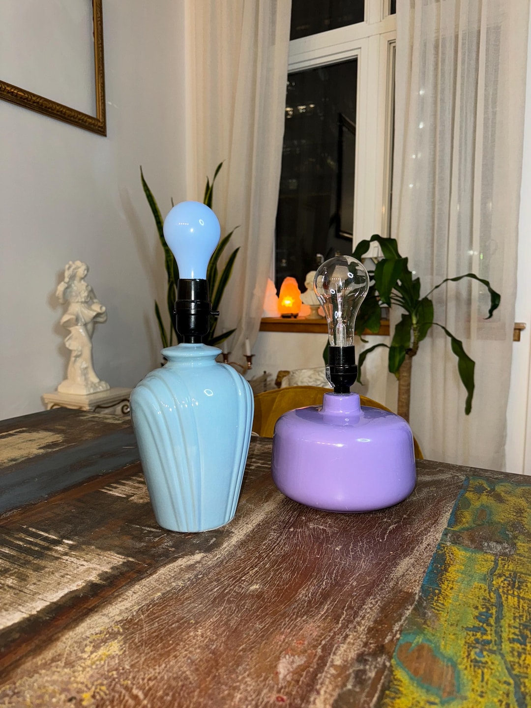 Vintage Lamps Retro Purple Blue 80s 90s Mcm No Lampshade - Etsy