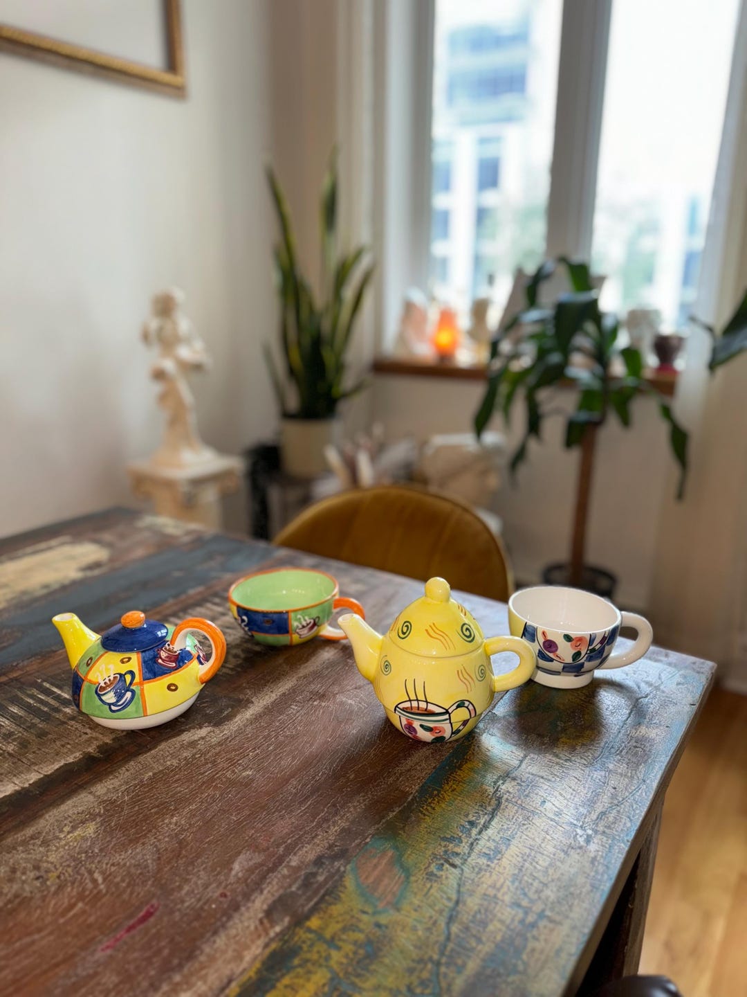 Vintage Ceramic Teapot & Cup Set • Hand-painted Stacking Tea for One - Etsy