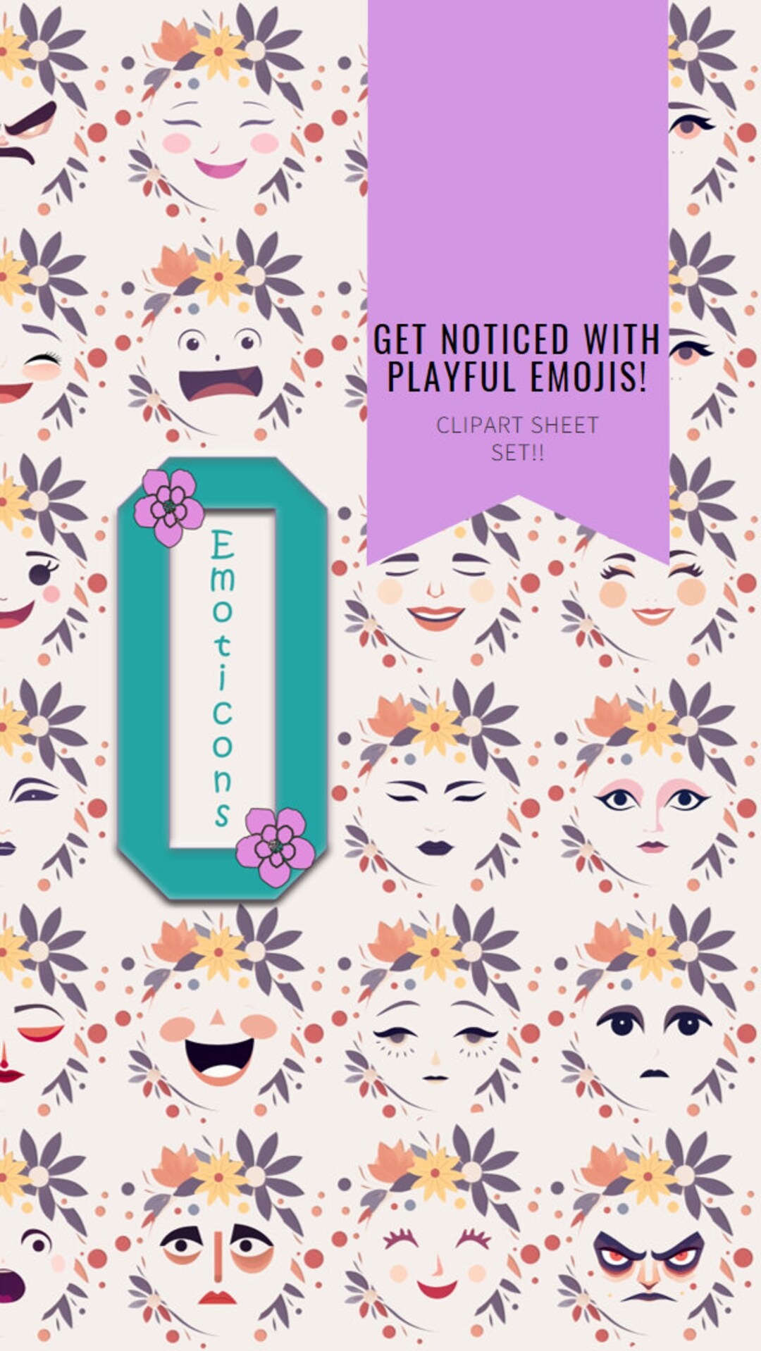 Floral Emoticon Wonderland - Transparent, Cute Flower-themed Emoticon ...