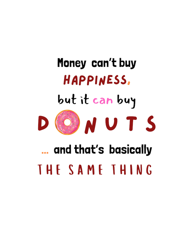Donut Quote SVG: Money Can't Buy Happiness Kids File (digital File) - Etsy