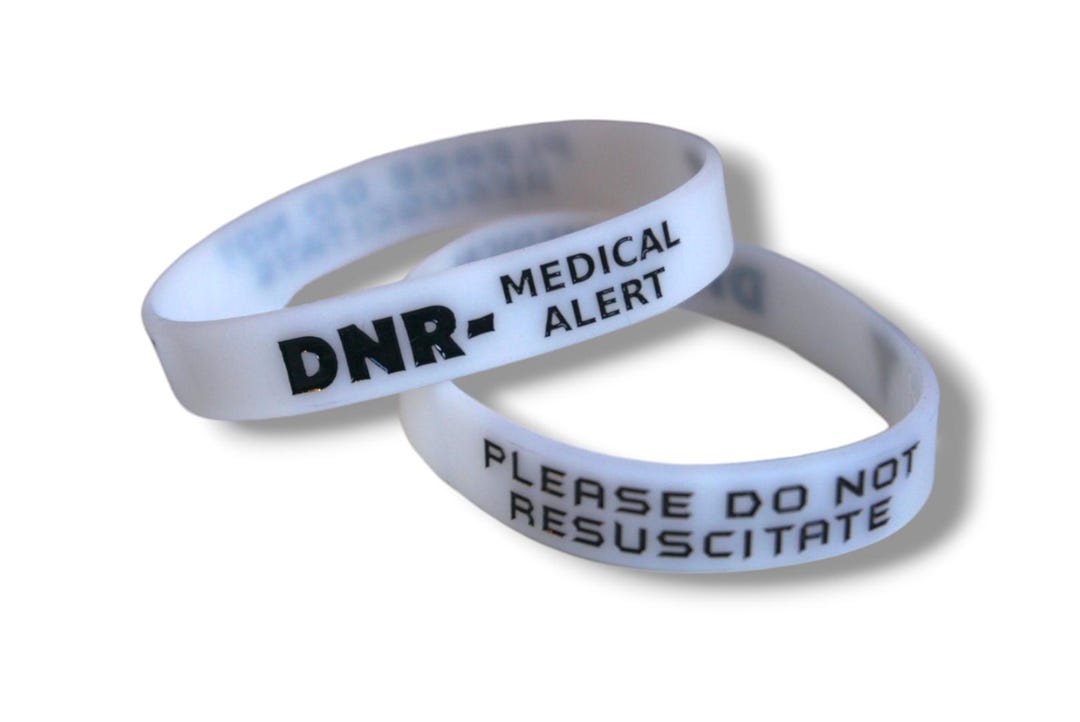 2x White DNR Please Do Not Resuscitate Medical Alert Wristband Bracelet ...