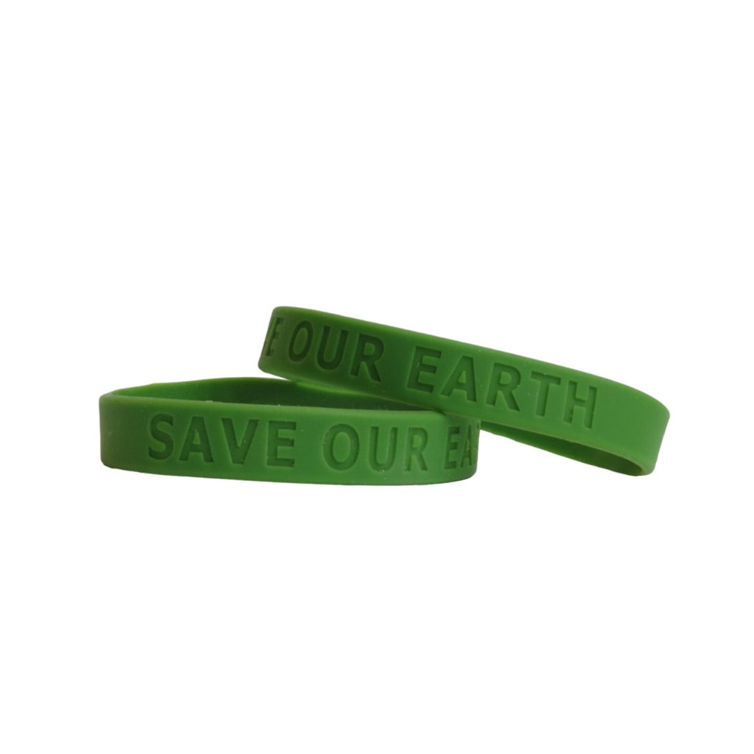2x Save Our Earth Green Wristbands Environment Awareness Support ...