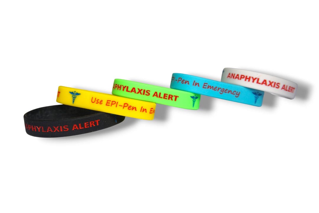 5x ANAPHYLAXIS Use Epi-pen Emergency Medical Alert Wristband Allergies ...