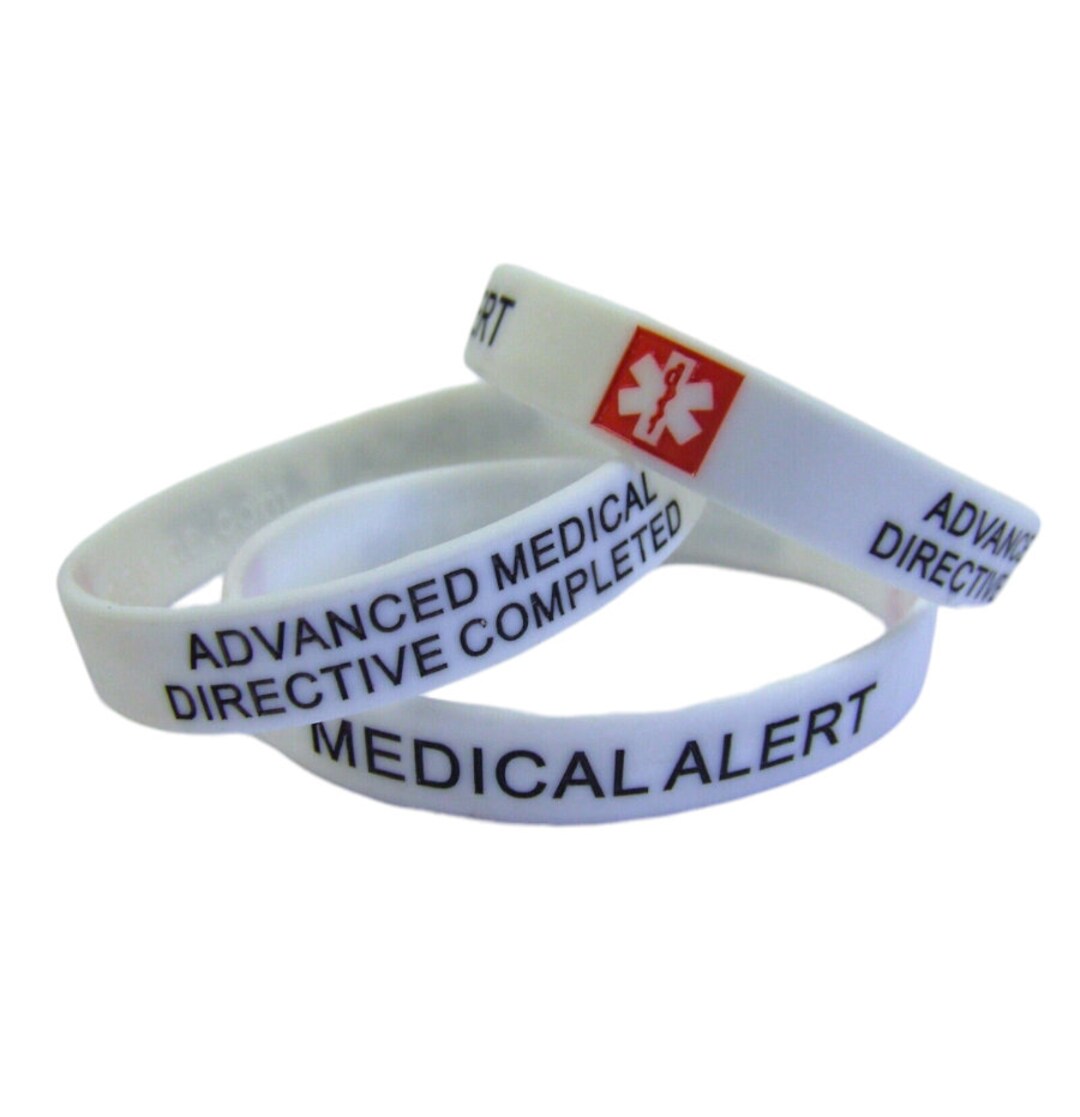 2x ADVANCED Medical Directive Completed Alert Wristbands Silicone ...