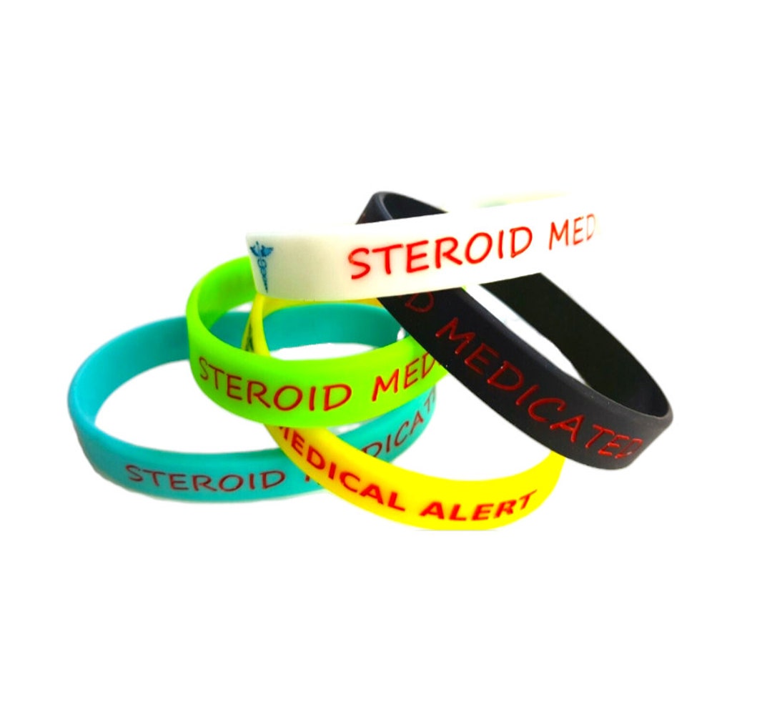 5x STEROID MEDICATED Medical Alert Wristbands Emergency First Aid ...