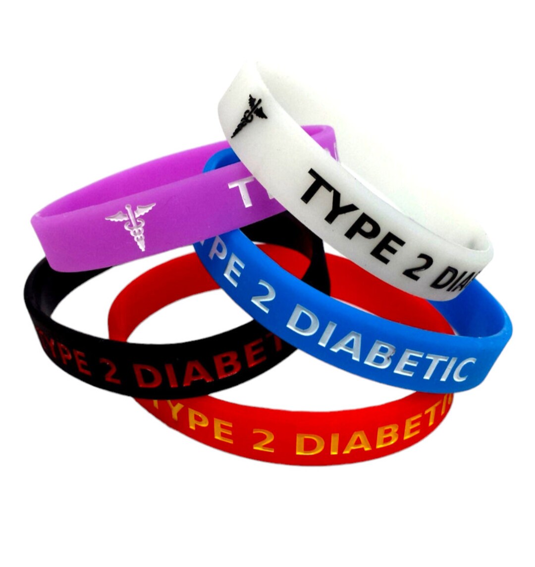 5x TYPE 2 Diabetic Medical Alert Wristband Diabetes Emergency First Aid ...