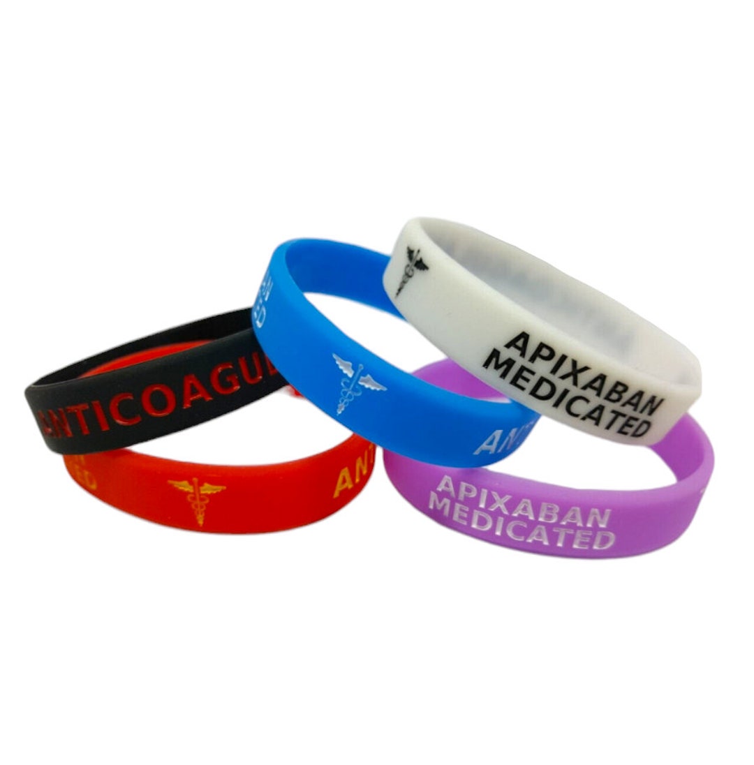 5X APIXABAN Medicated Medical Wristband Awareness Alert Bracelet ...