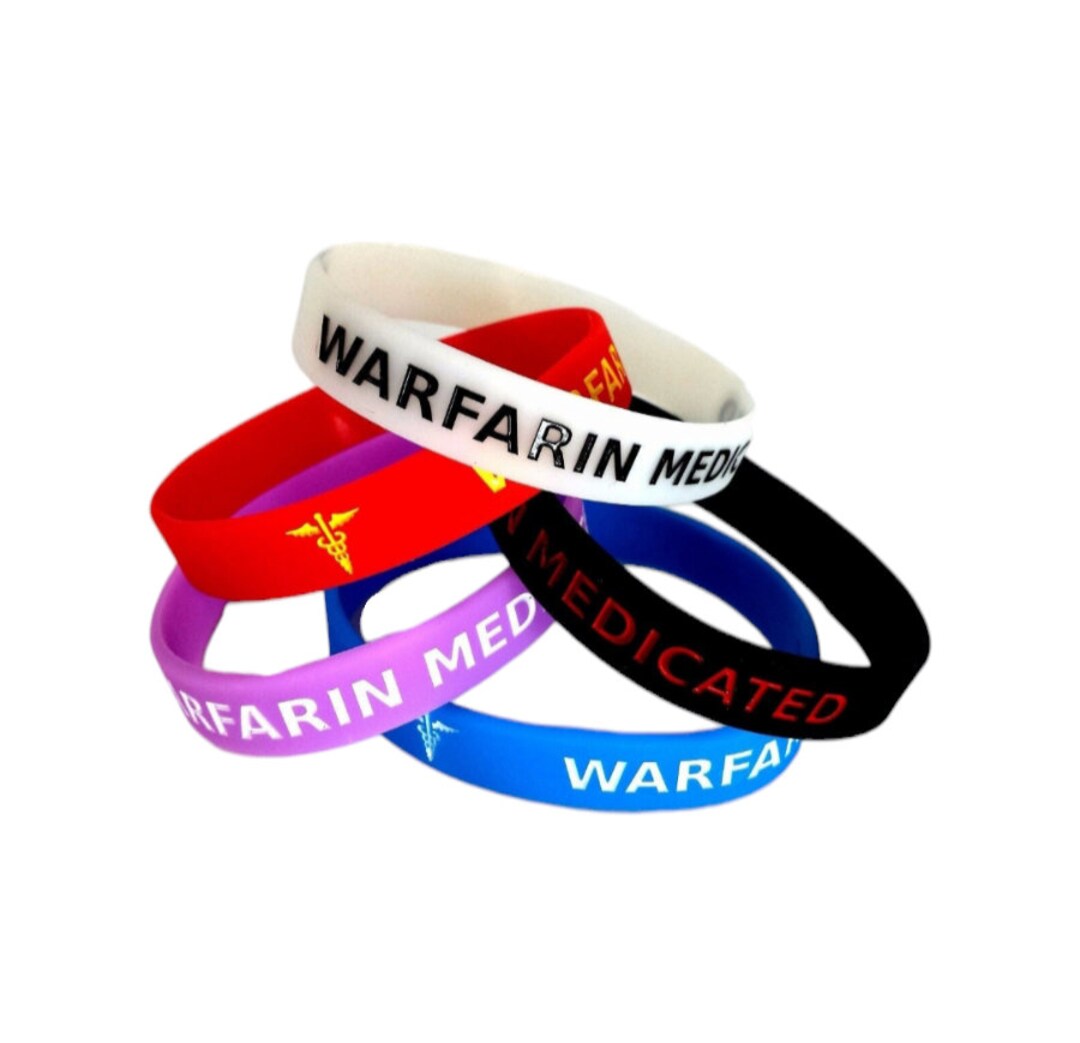5x WARFARIN Medicated Medical Alert Wristband Emergency First Aid ...