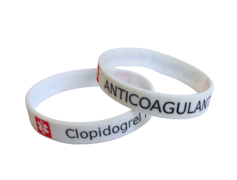 2x Clopidogrel Medicated Medical Alert Wristband Bracelet Silicone ...