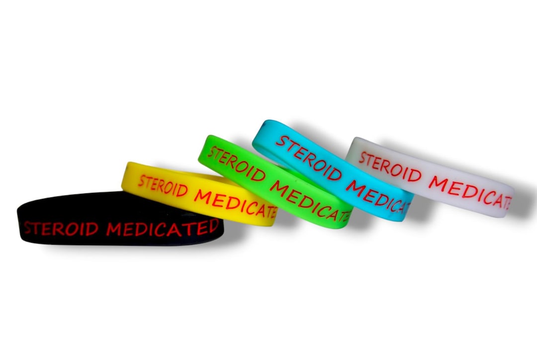 5x STEROID MEDICATED Medical Alert Wristbands Emergency First Aid ...