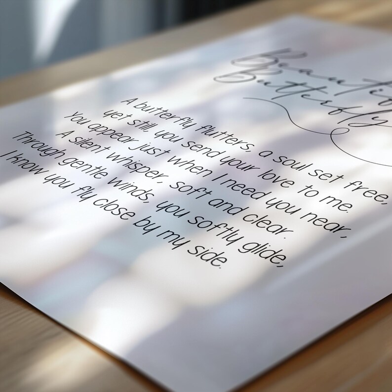 Butterfly Poem Print A5 | Grief Gift | Sign of Loved Ones | Comforting ...