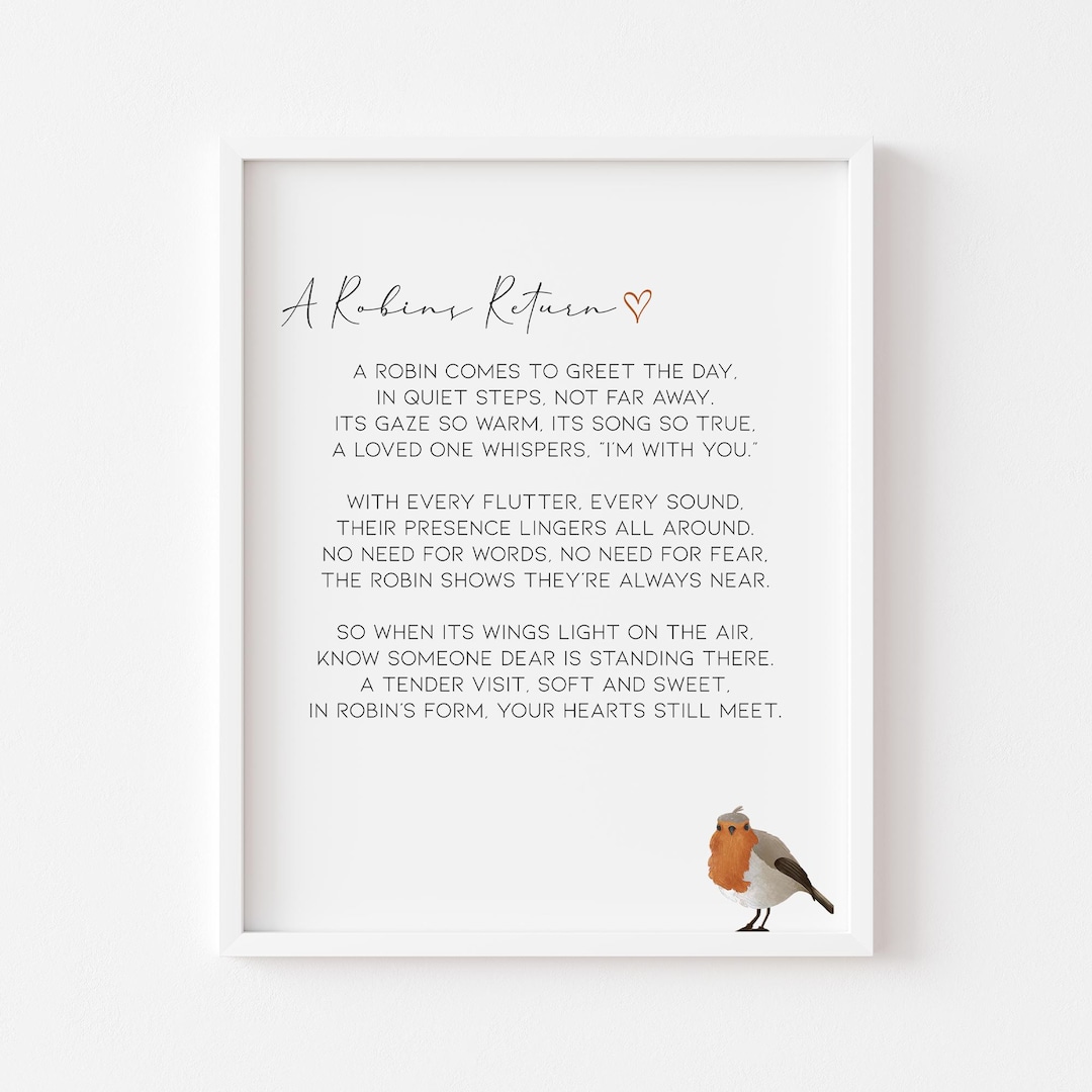 Robin Poem Print Sign of Loved Ones Inspirational Wall Art Comforting ...