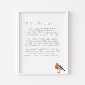 Robin Poem Print | Grief Gift | Sign of Loved Ones | Comforting Poem ...