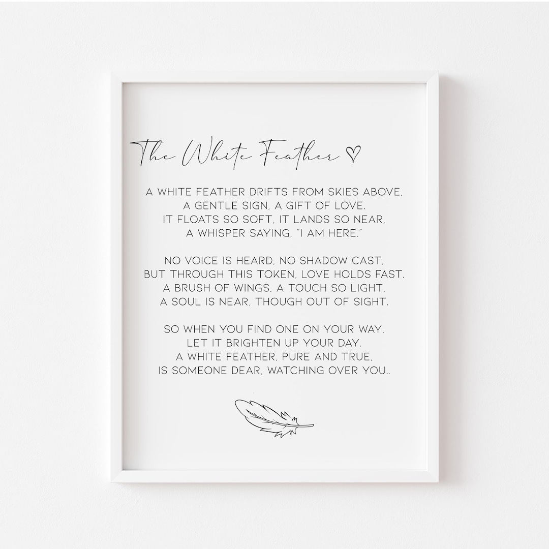 White Feather Poem | Grief and Loss Gift | Memorial Gift | Spiritual ...