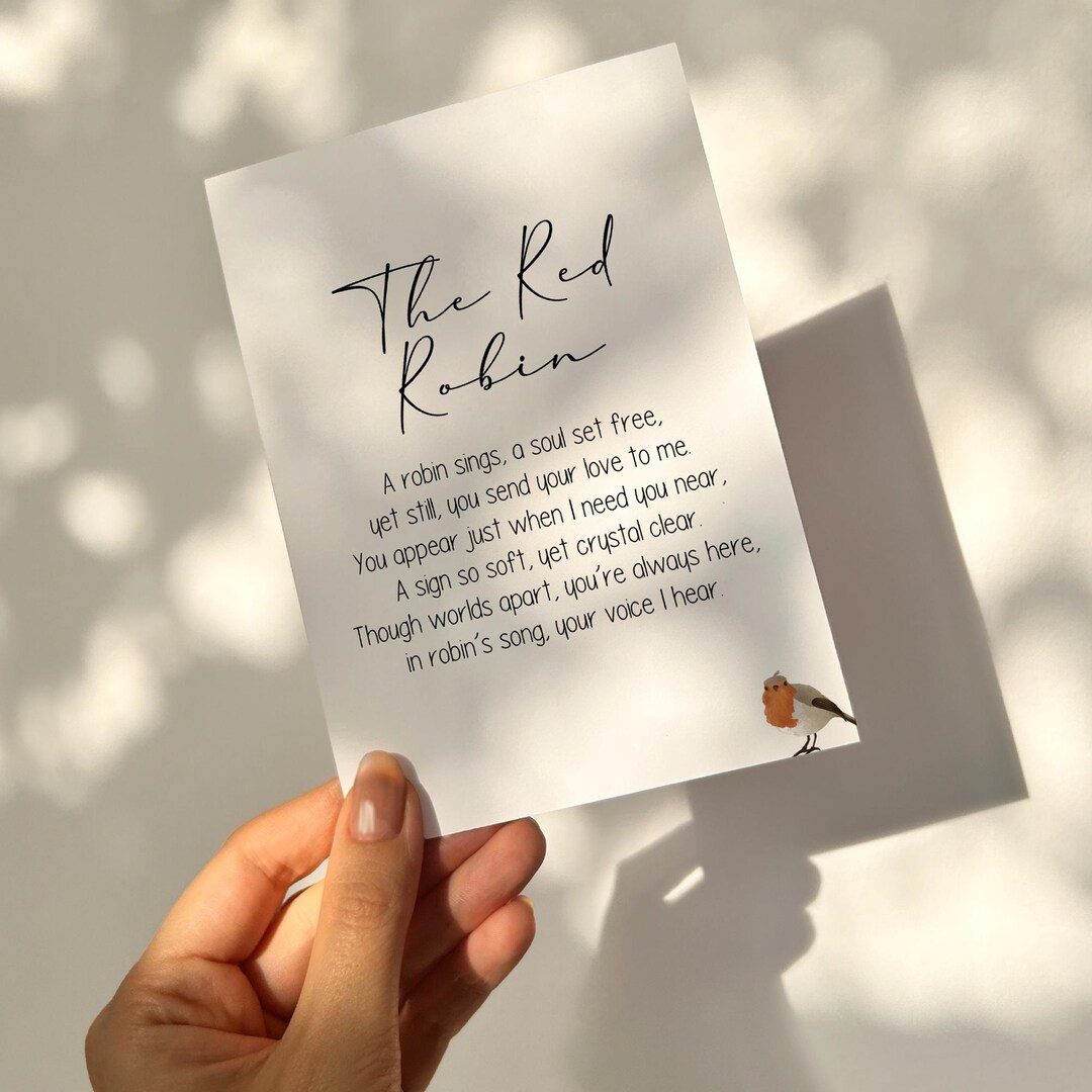 Robin Poem Print A5 | Grief Gift | Sign of Loved Ones | Comforting Poem ...