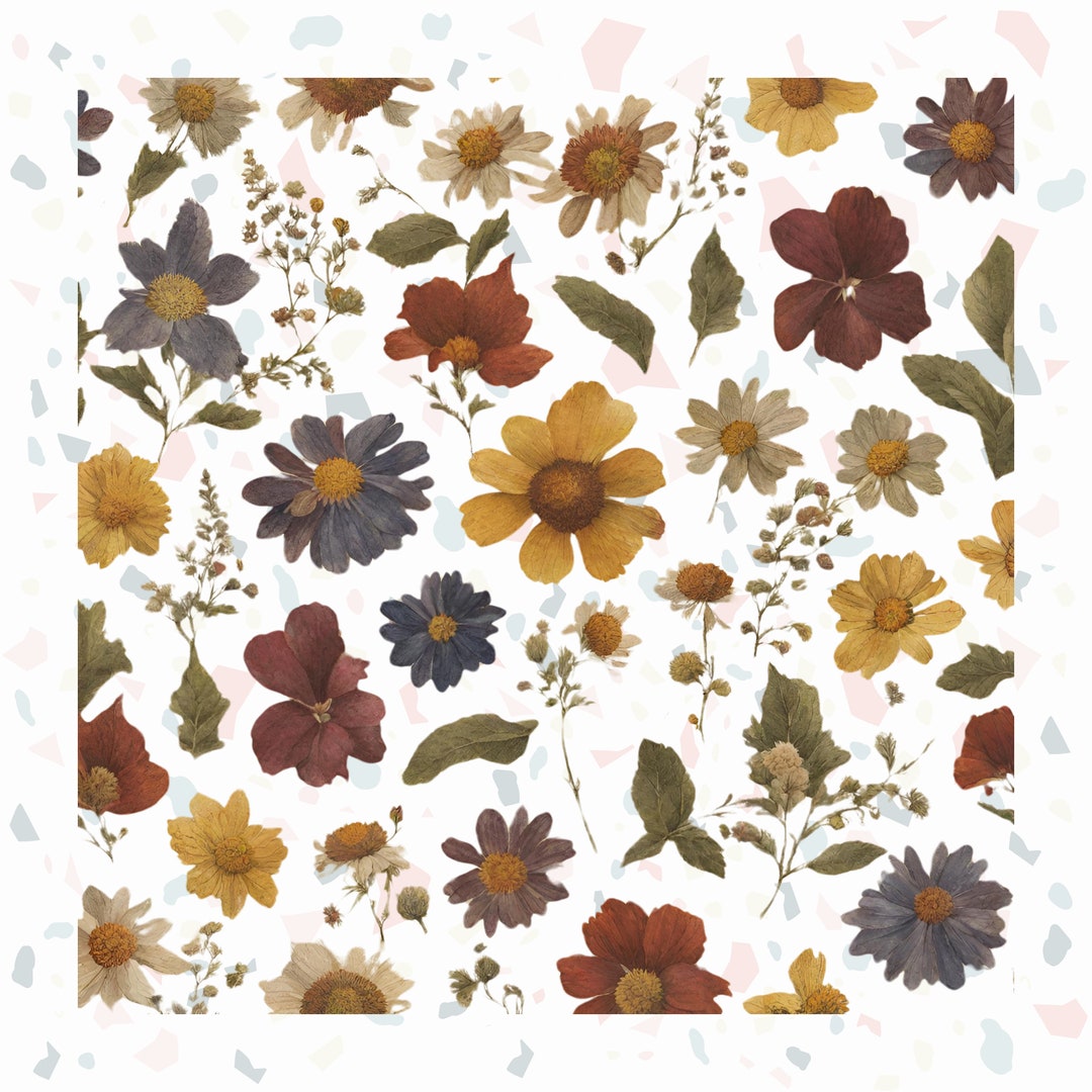 Vintage Pressed Flowers PNG Digital File Downloadable Floral Pattern ...