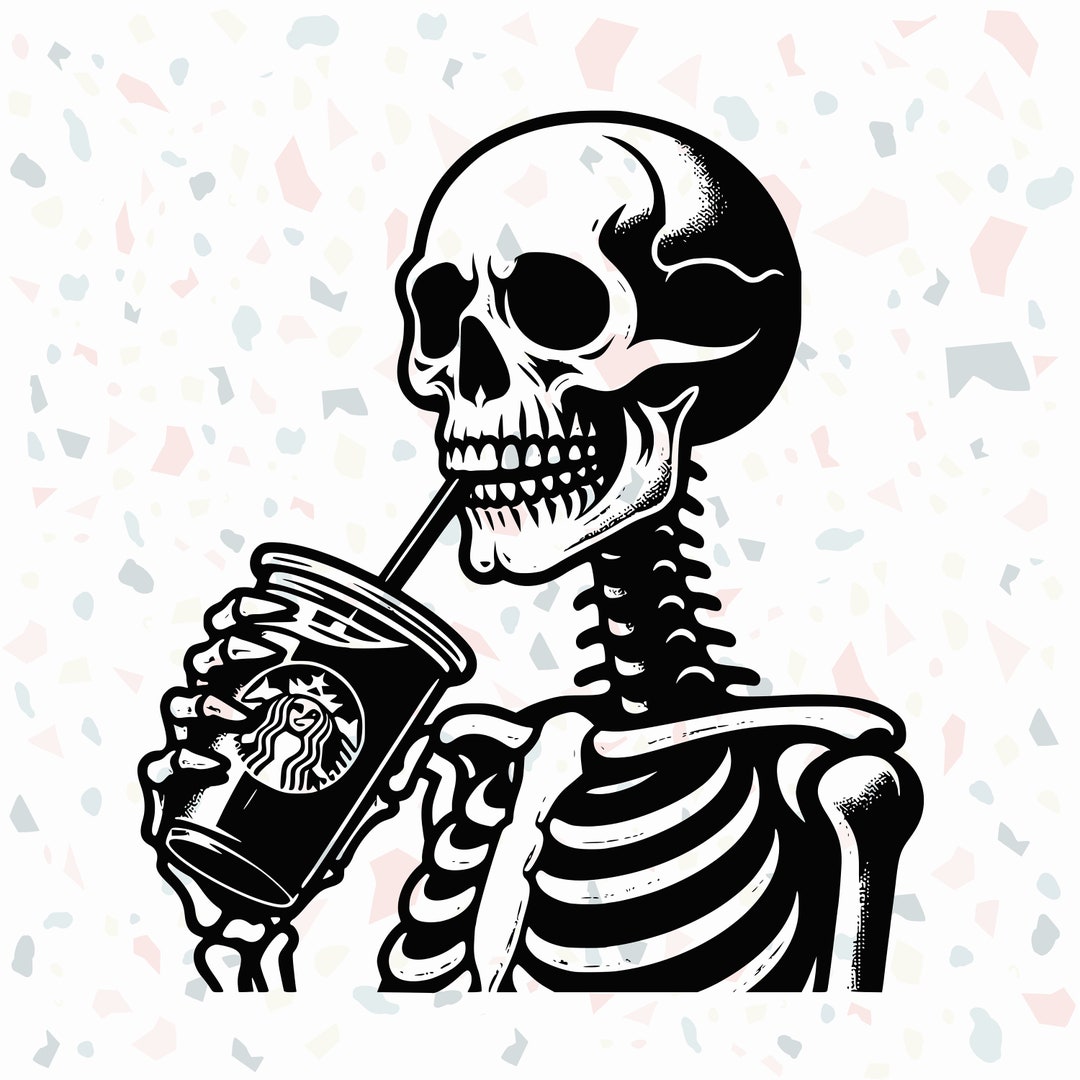 Skeleton Iced Coffee PNG File Download Trendy Skeleton Coffee PNG ...