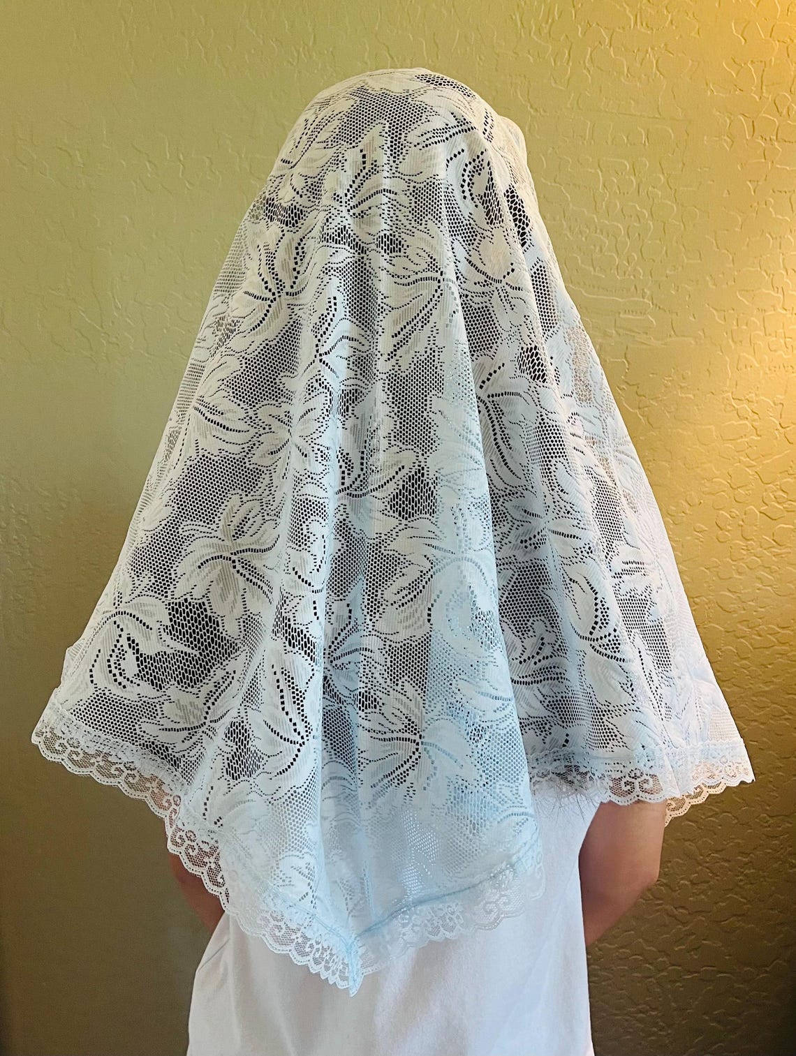 Light Blue Triangle Chapel Veil - Etsy
