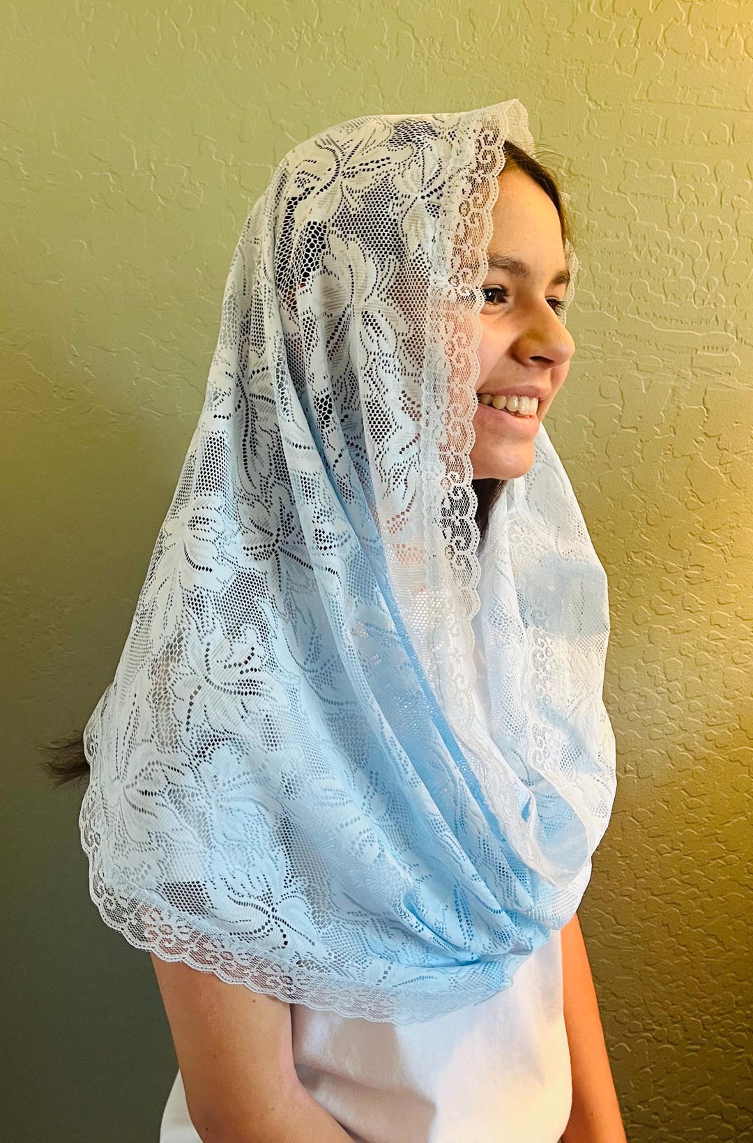 Light Blue Infinity Chapel Veil Small - Etsy