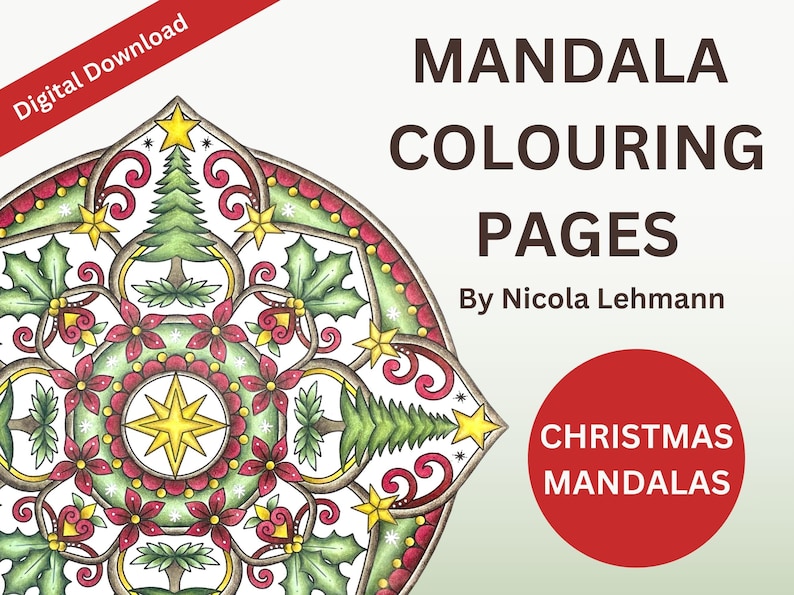 Mandala Colouring Pages: Christmas Mandalas - Etsy