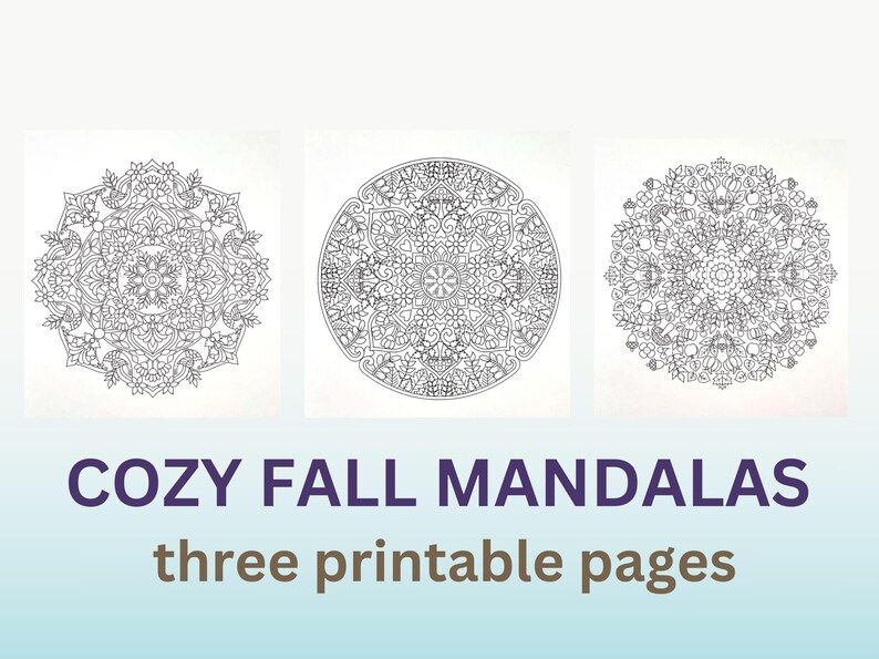Mandala Colouring Pages: Cozy Fall Mandalas - Etsy