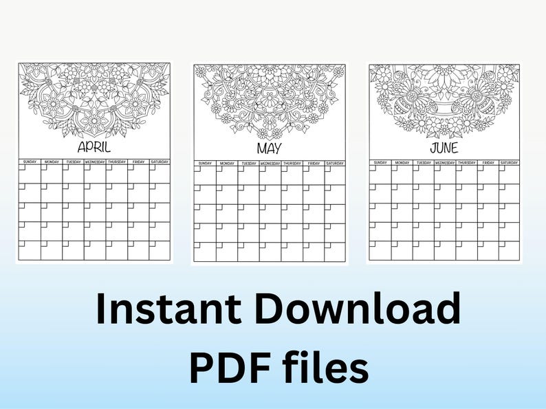 Mandala Calendar Colouring Pages - Etsy