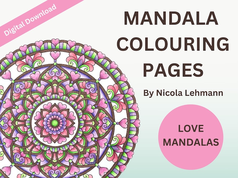 Mandala Colouring Pages: Love Mandalas - Etsy