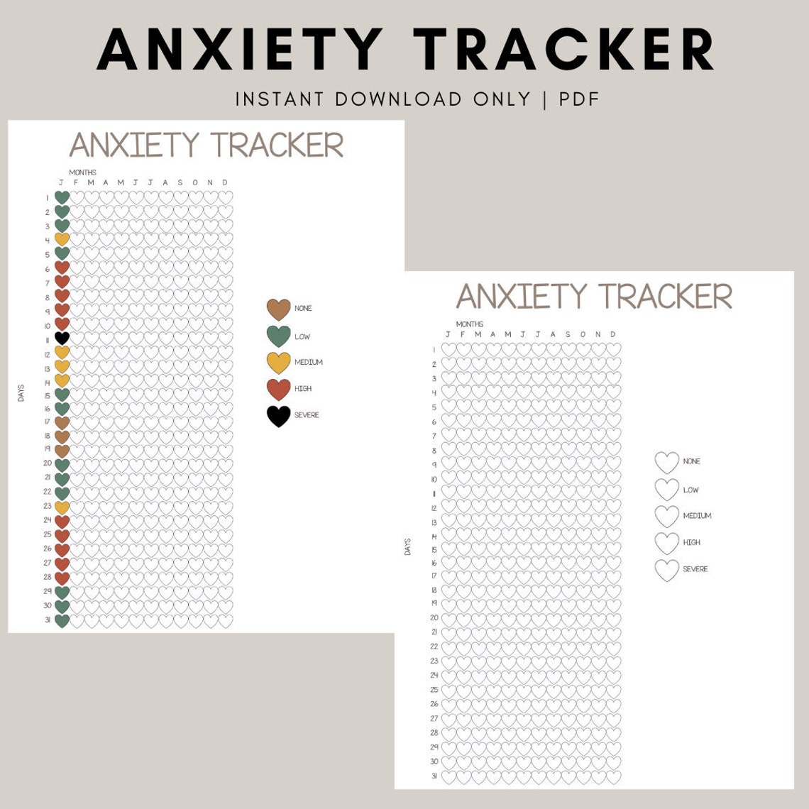 Anxiety Tracker Printable Tracker Habit Tracker Anxiety - Etsy