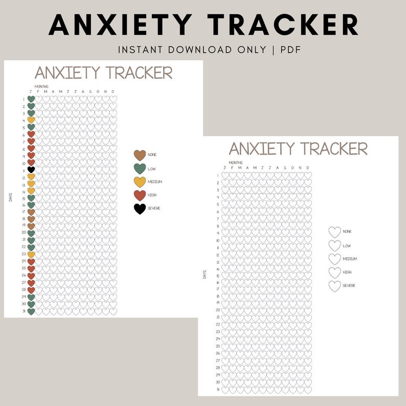 Anxiety Tracker - Printable Tracker - Habit Tracker - Anxiety Journal ...