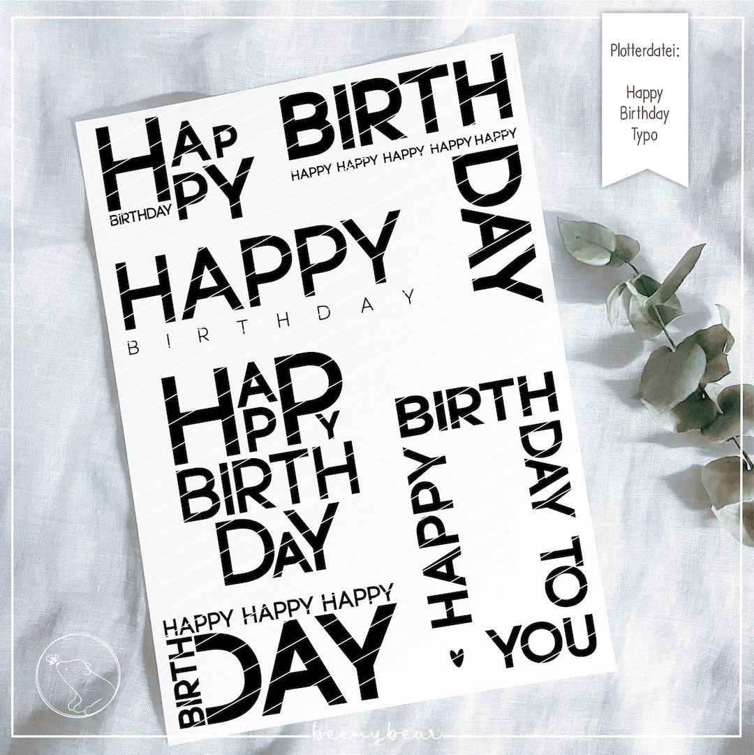 Plotter File HAPPY BIRTHDAY Typo - Etsy